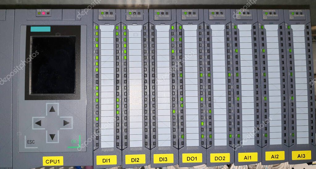 close-up Controlador lógico programable. automatización de los procesos ...