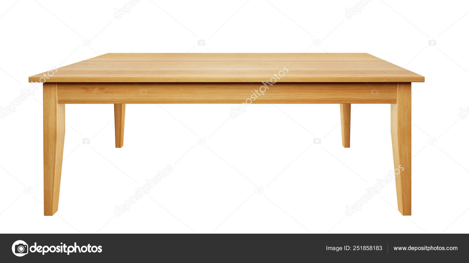 Front View Wooden Table Isolated White Background Clipping Path ...