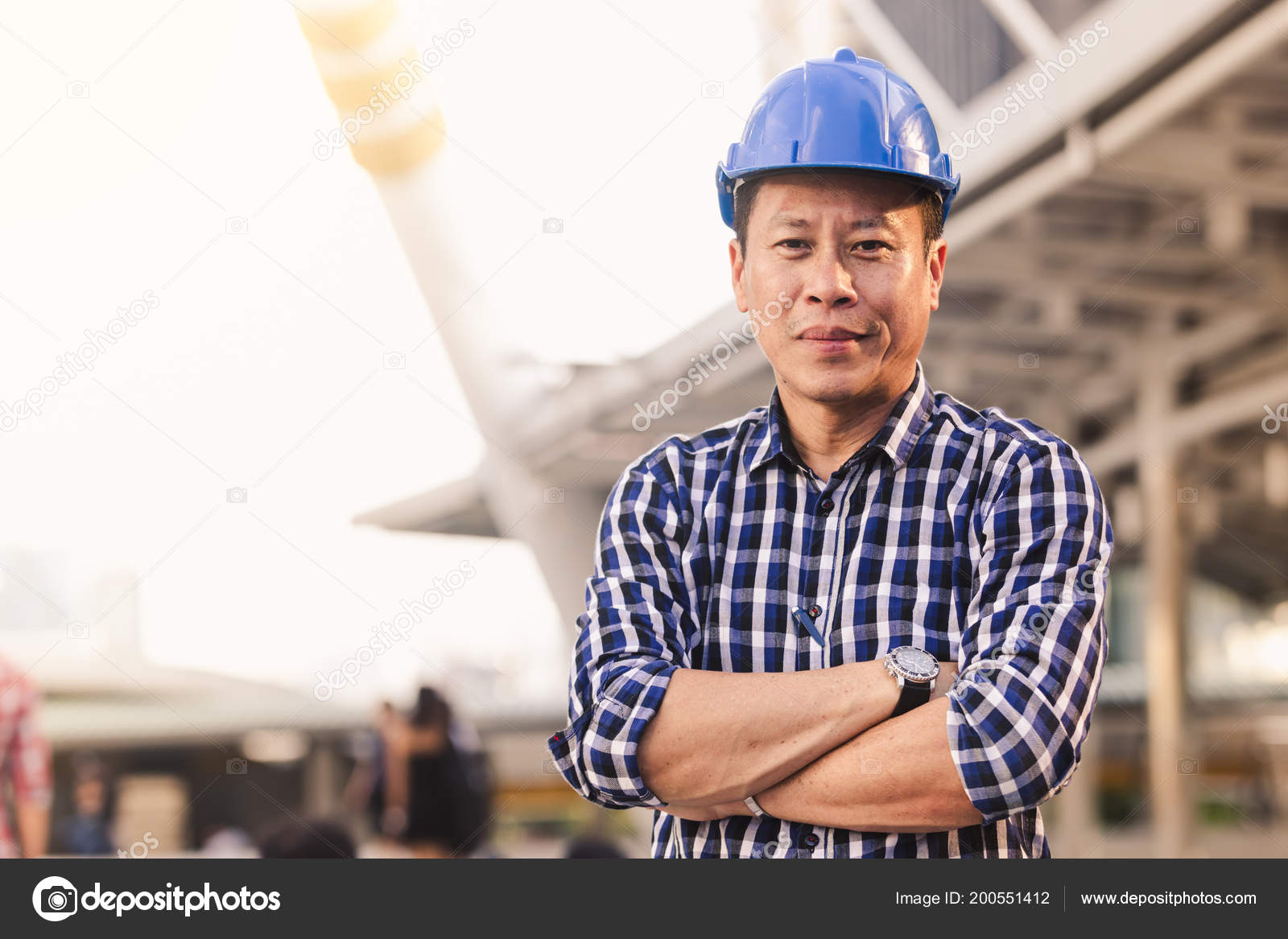 Engineers Man Working Plan Building Construction City Stock Photo by ...