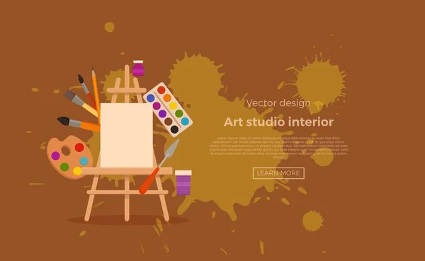 Art studio design interior colorful vector illustration. Stock Vector ...