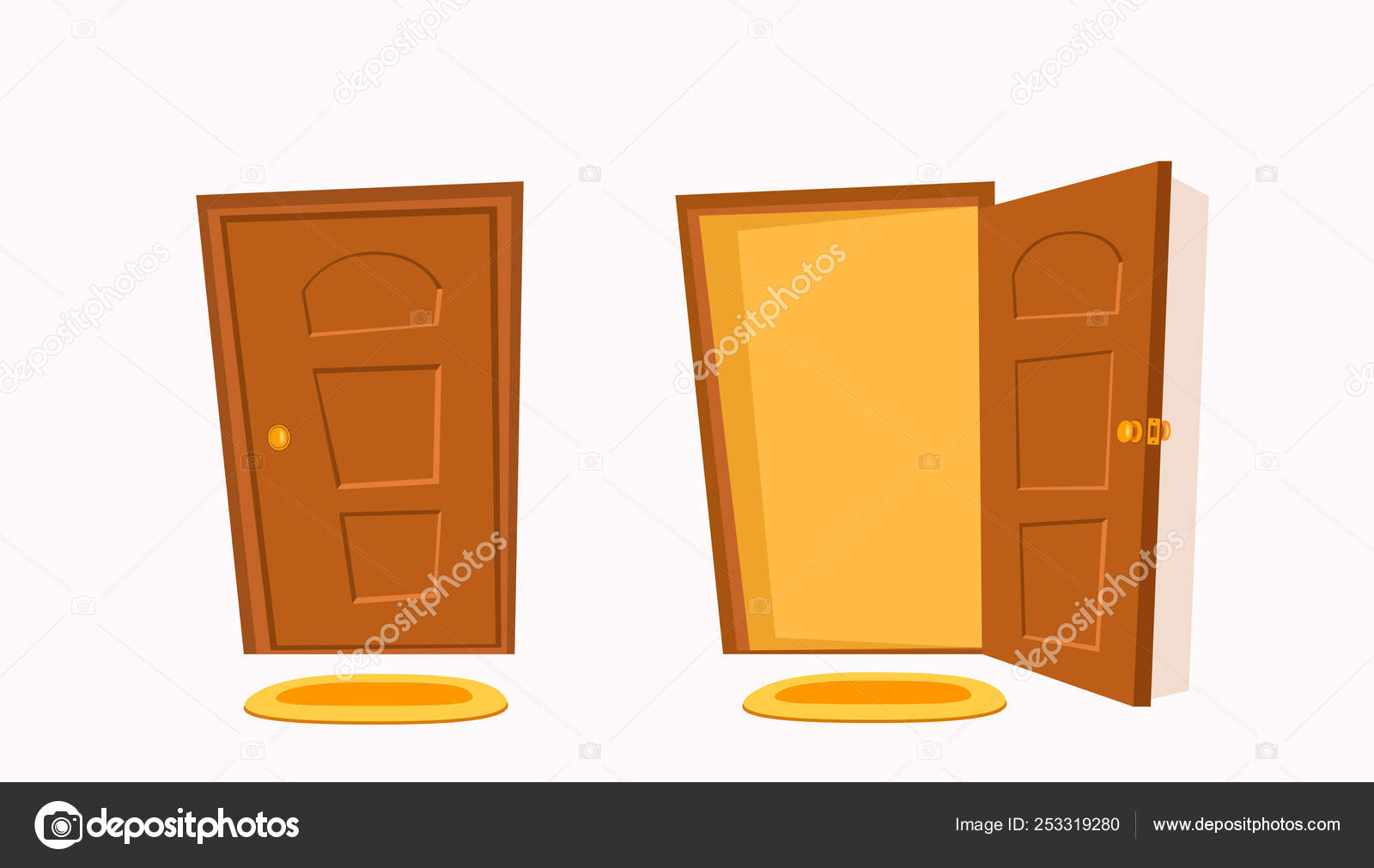 Openen en sluiten van de deur cartoon kleurrijke vectorillustratie ...