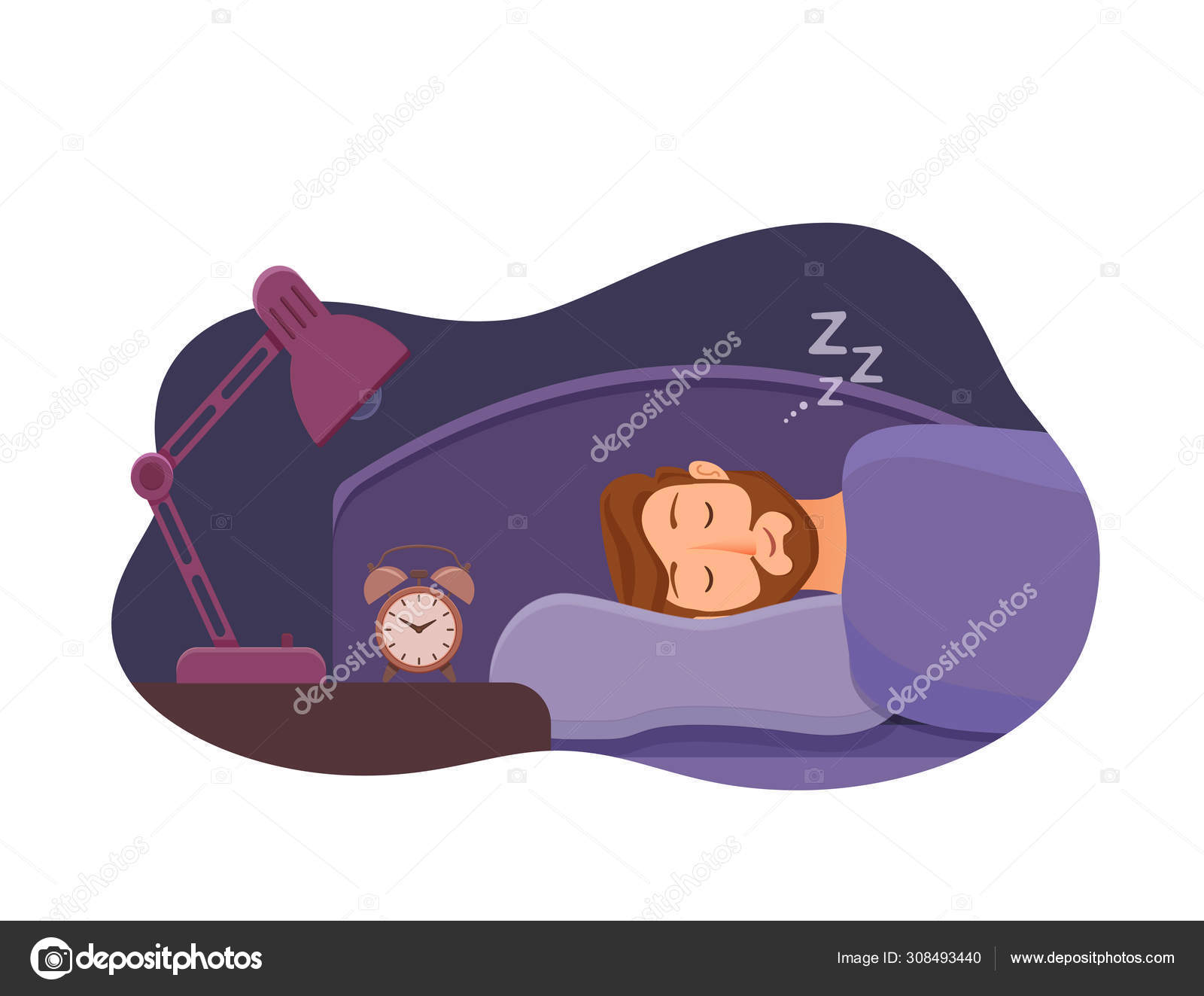 Sleepless man face cartoon character suffers from insomnia. Stock ...