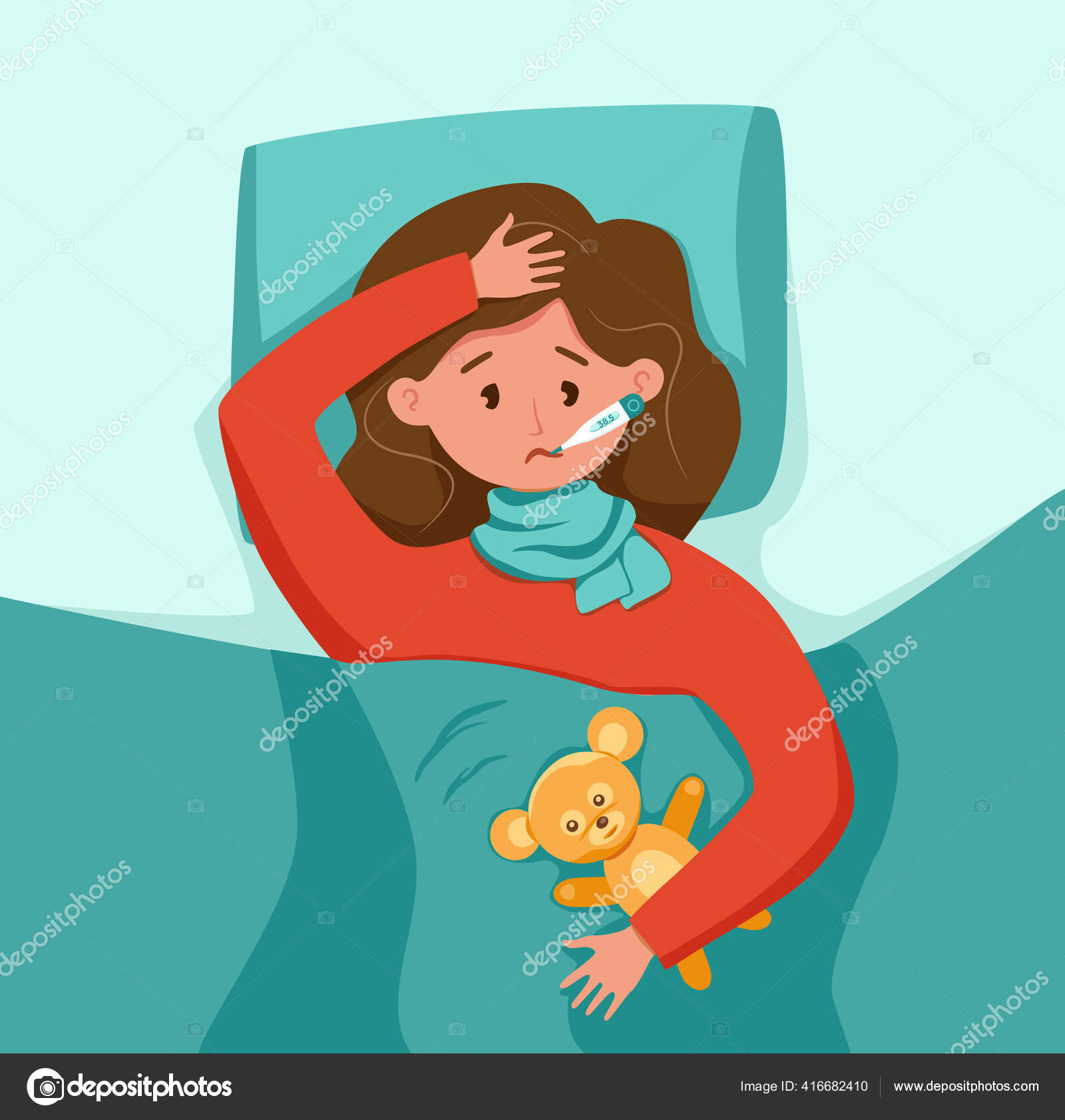 Sick Baby Girl Cartoon