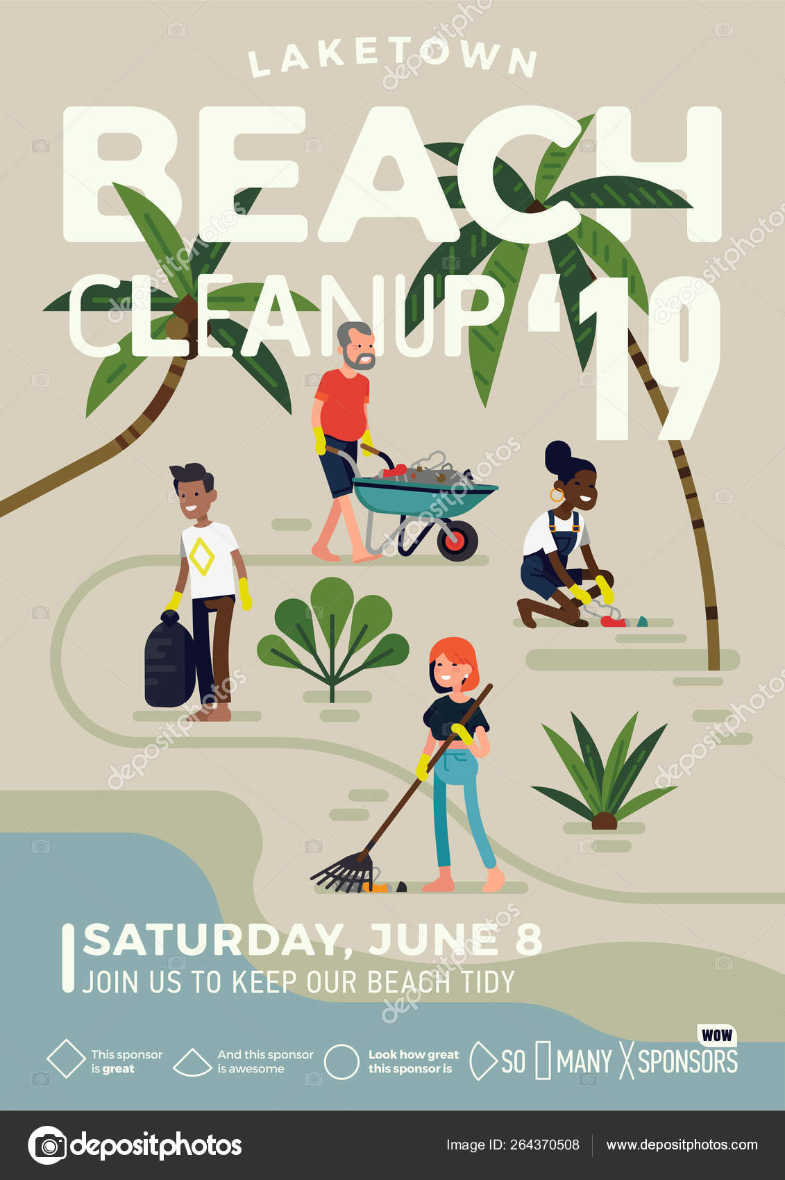 Catchy Beach Cleanup Event Banner Poster Template Trendy Flat ...