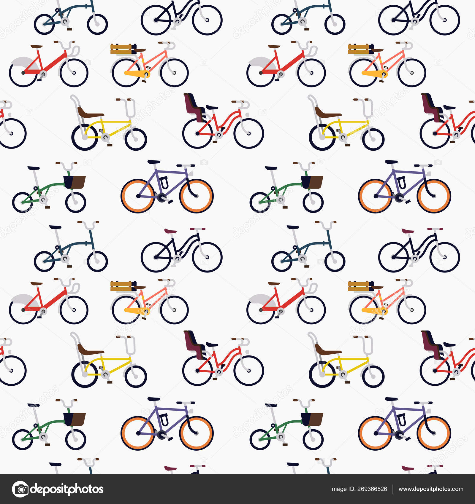 Urban Different Style Bicycles Seamless Pattern Bright Background ...