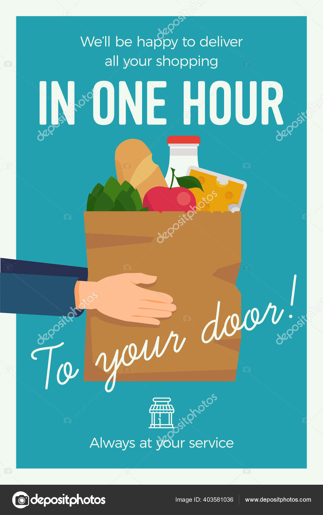 Cool Vector Poster Banner Template Local Shop Market Delivery Service ...