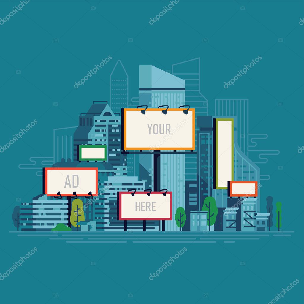 Cool ilustración vectorial plana en la ciudad al aire libre agencia de ...