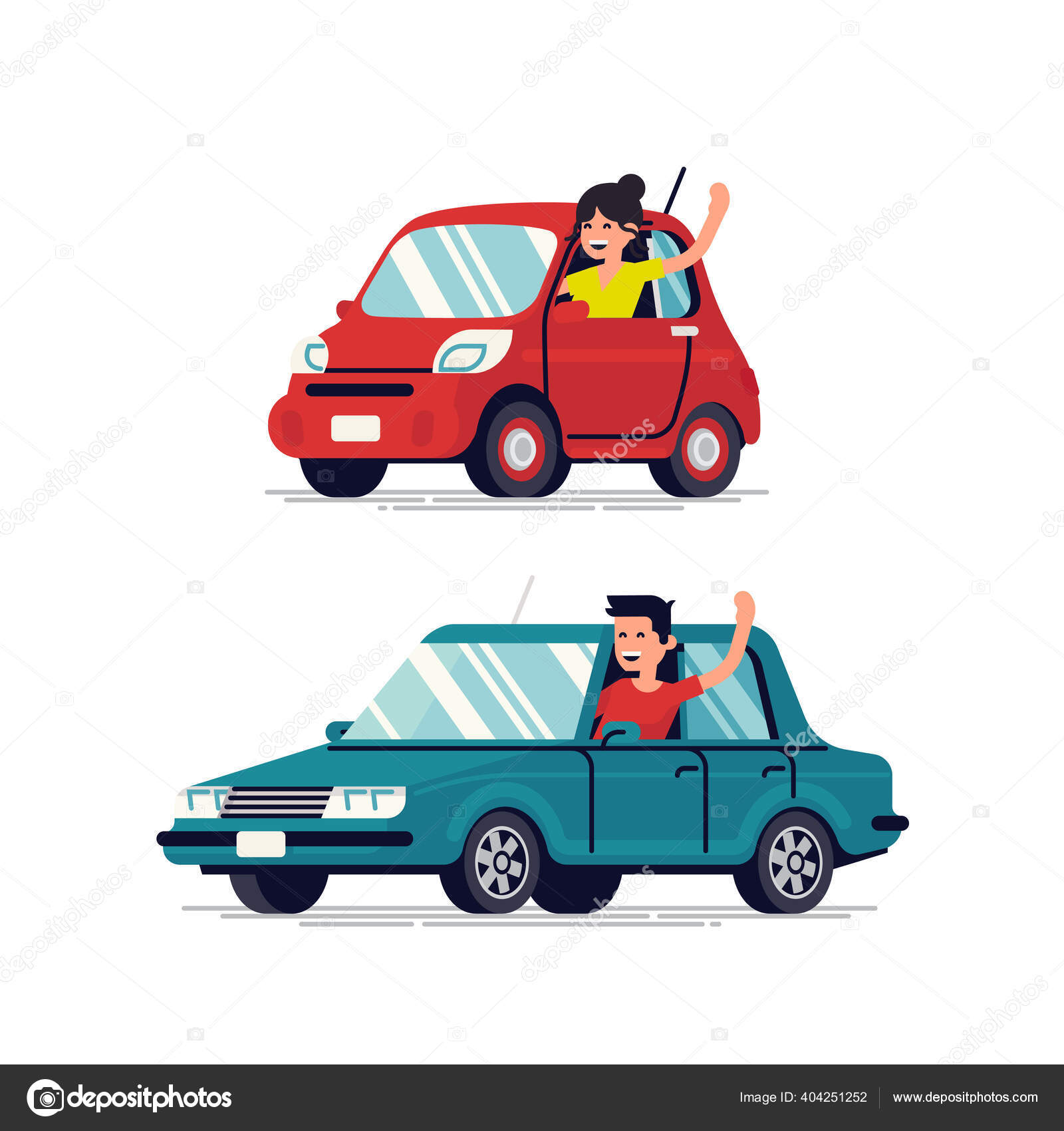 People Waving From Car