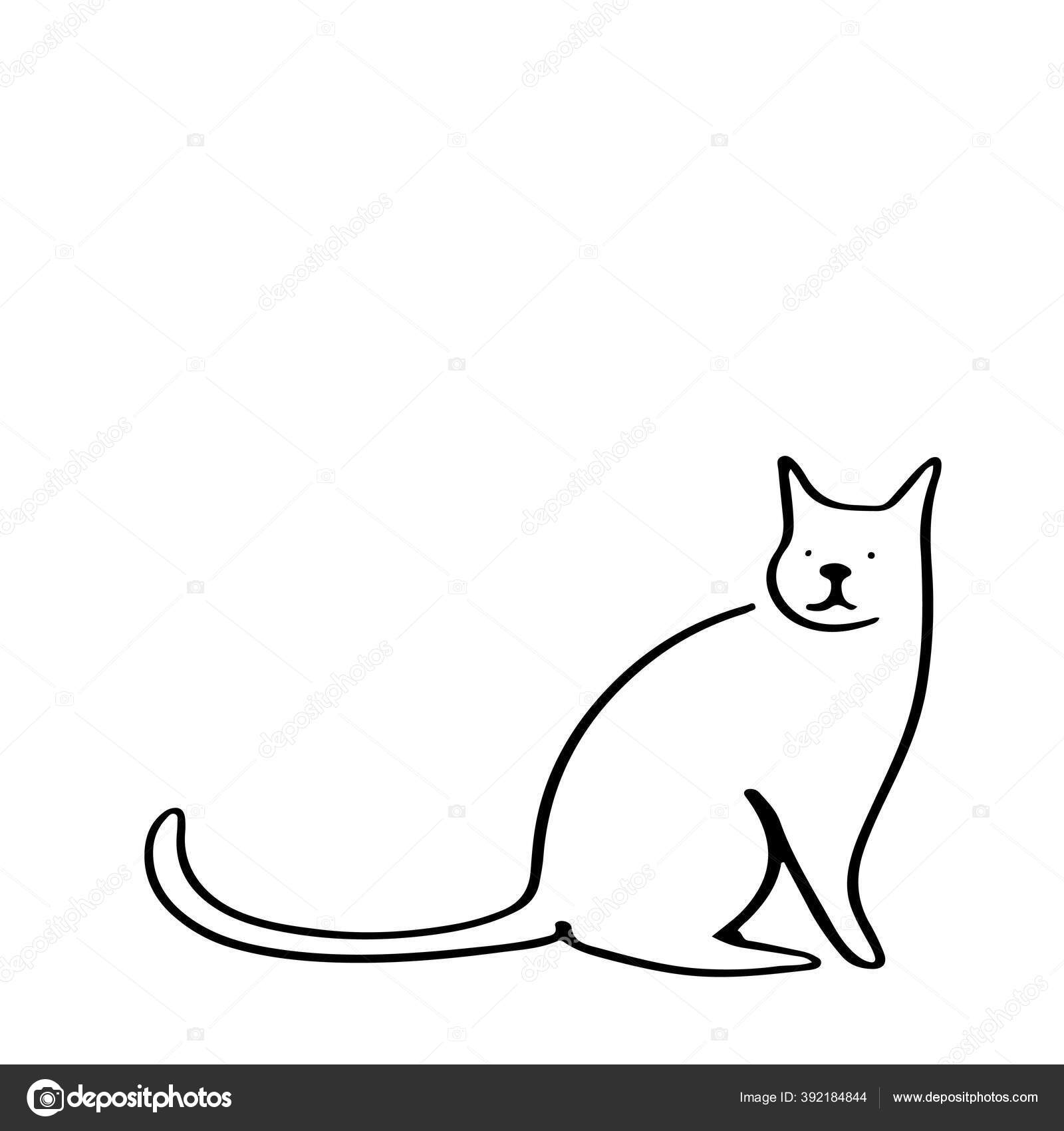 Continuous Line Cute Cat Simplicity Illustration Stock Illustration by ...