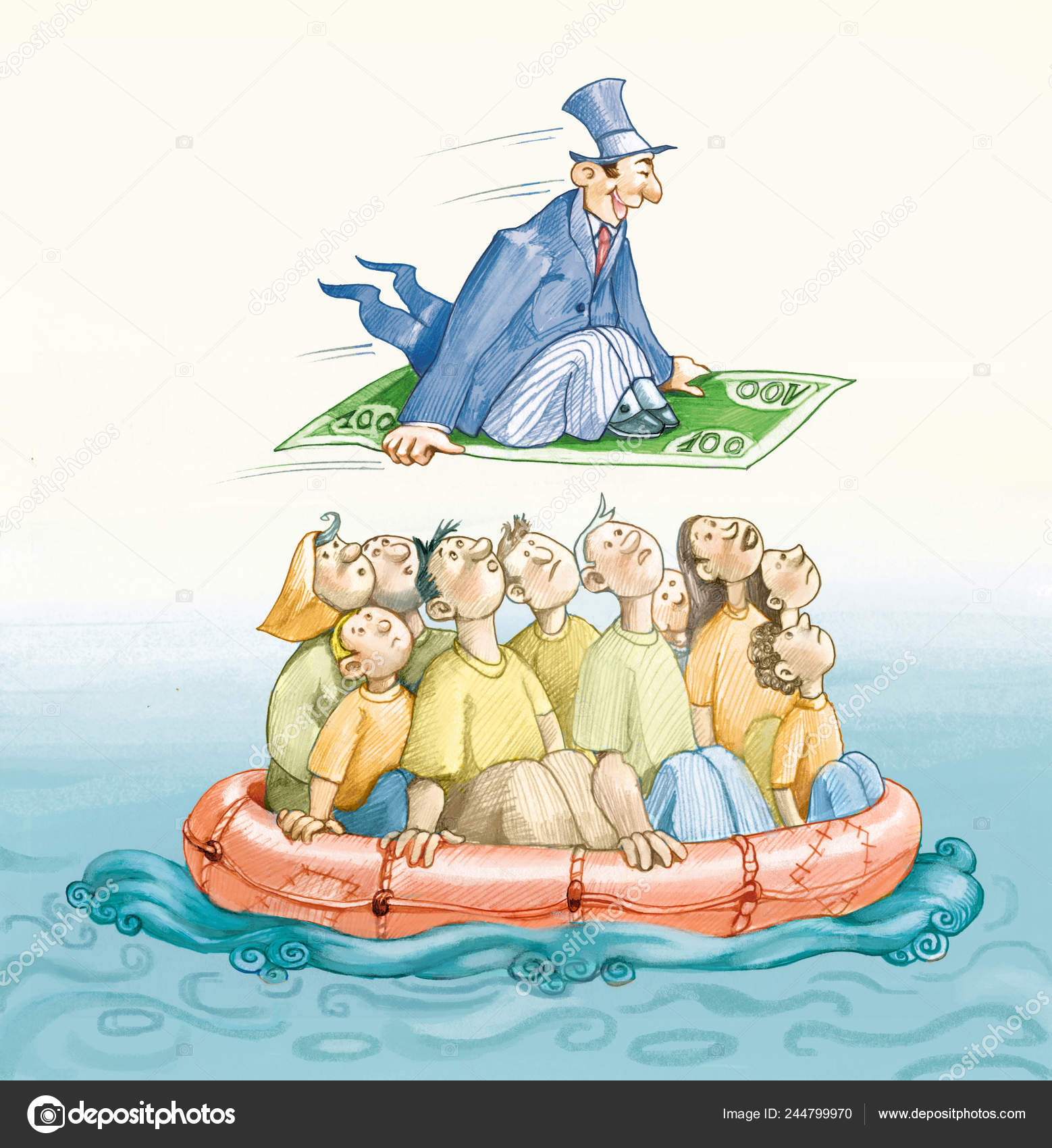 Many People Risk Life Raft Emigrate Alone Rich Flies Border Stock ...