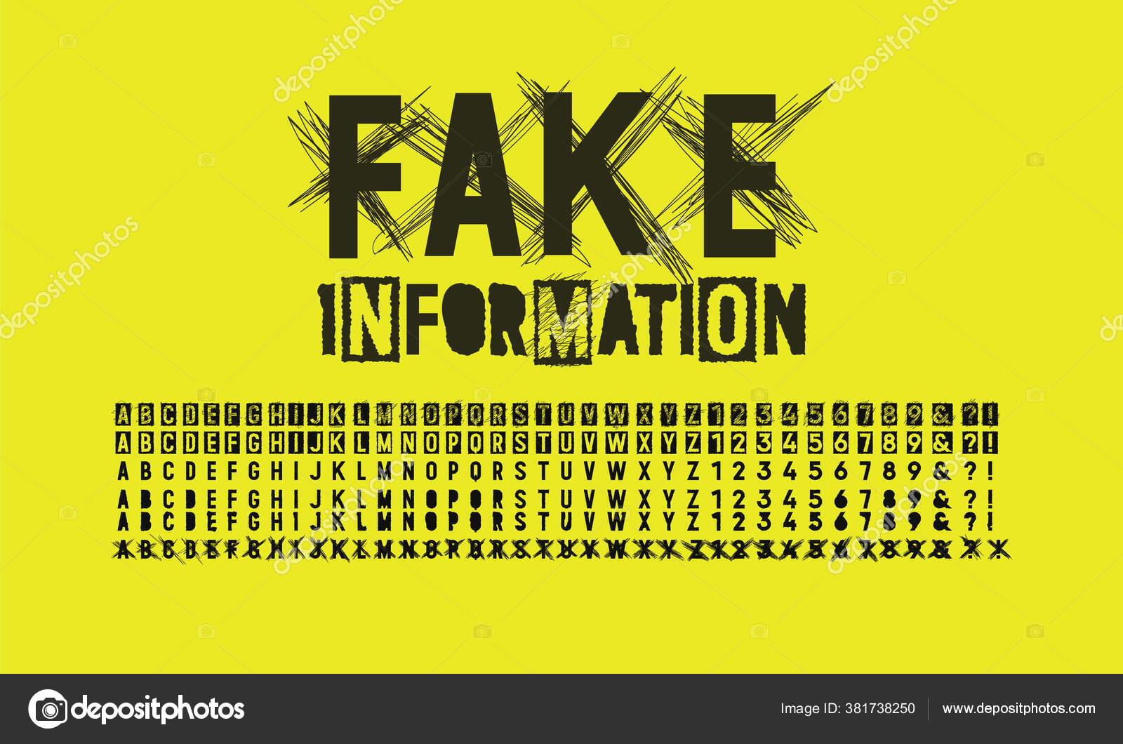 Punk Vector Alphabet Typography Sample Set Grunge Font Flyers Posters ...