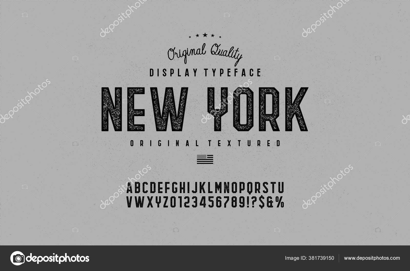 Vintage Octagonal Textured Bold Font Grunge Effect Vector Alphabet ...