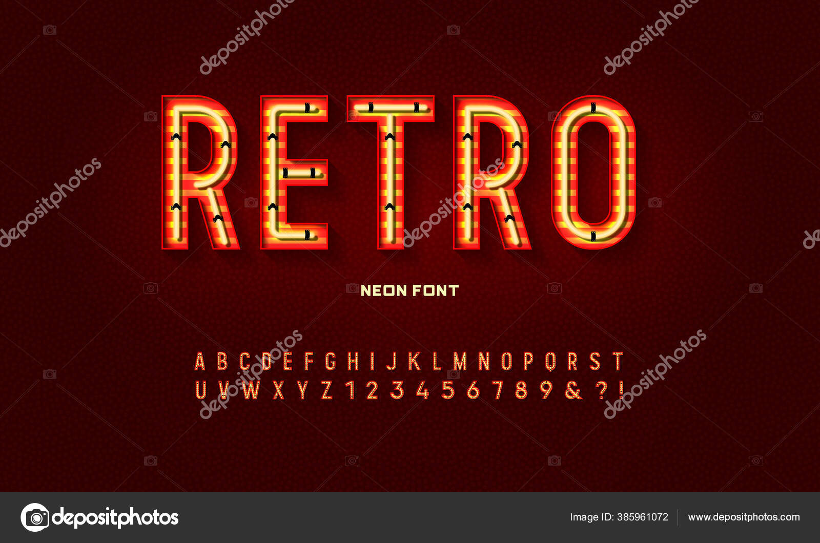 Neon Light Alphabet Detailed Neon Letters Alphabet Vector Illustration ...