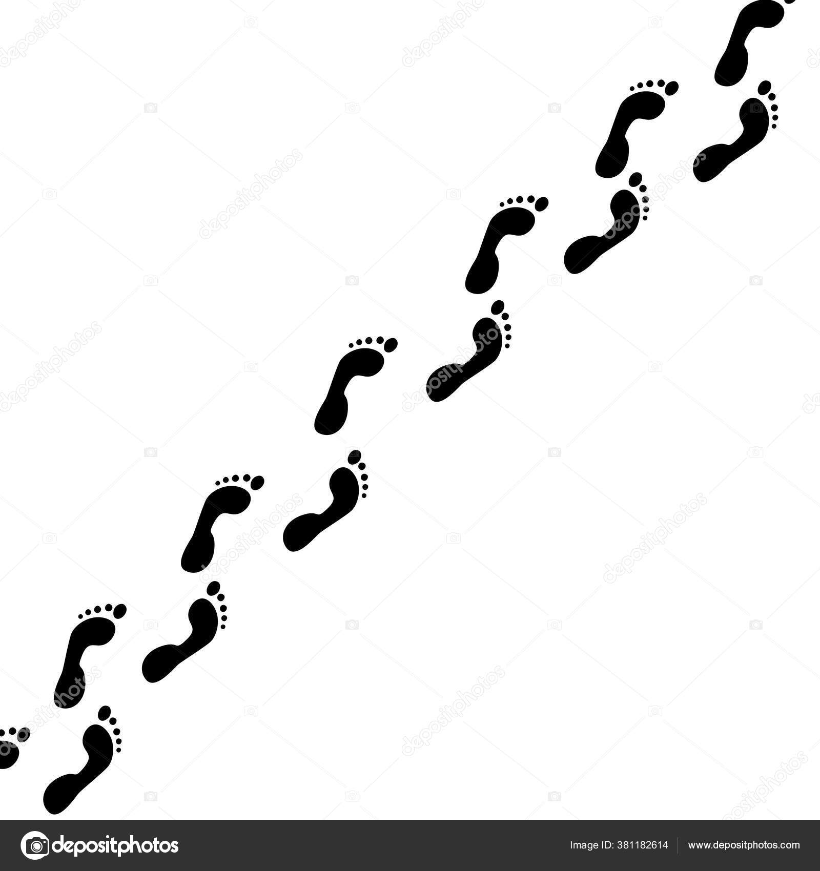 Vector Footprint Path Isolated White Background Human Footprints Icon ...