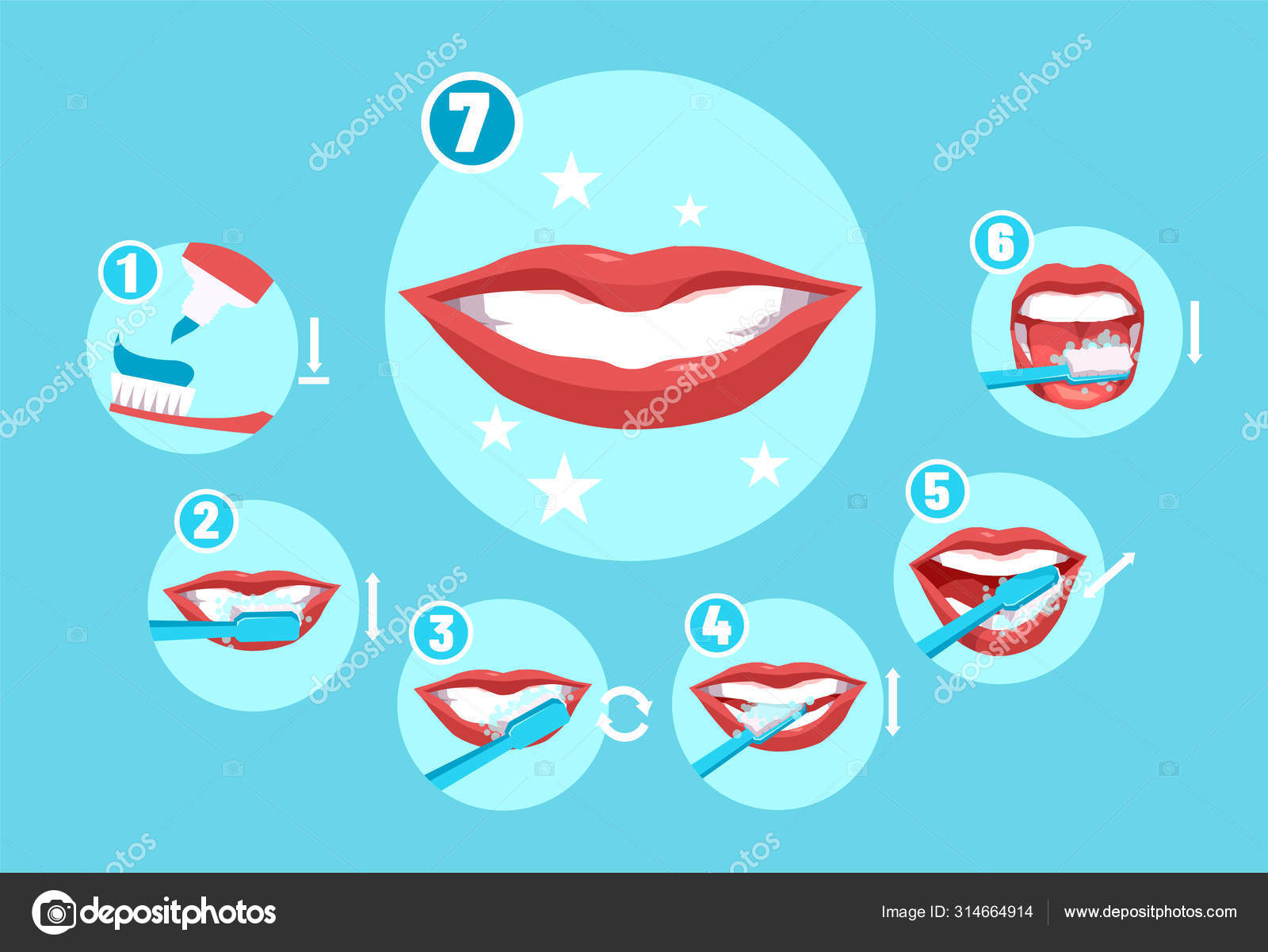 Vector infographic of how to brush your teeth instruction. Stock Vector ...