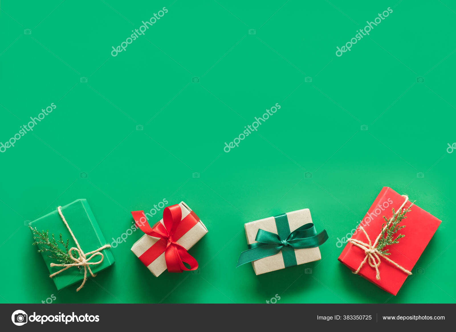 Green Christmas Present Background
