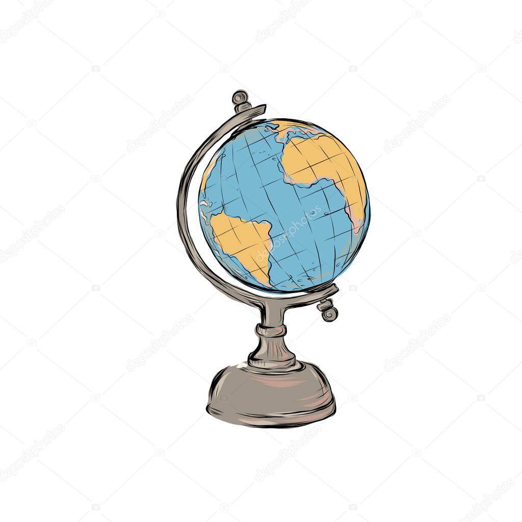 Planeta Tierra. Modelo del globo rotando sobre un soporte. Materia para ...