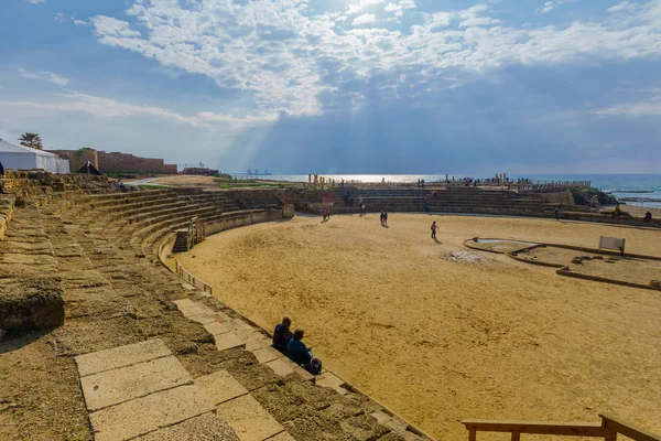 Roman amphitheater in Caesarea Maritima National Park, Israel – Stock ...