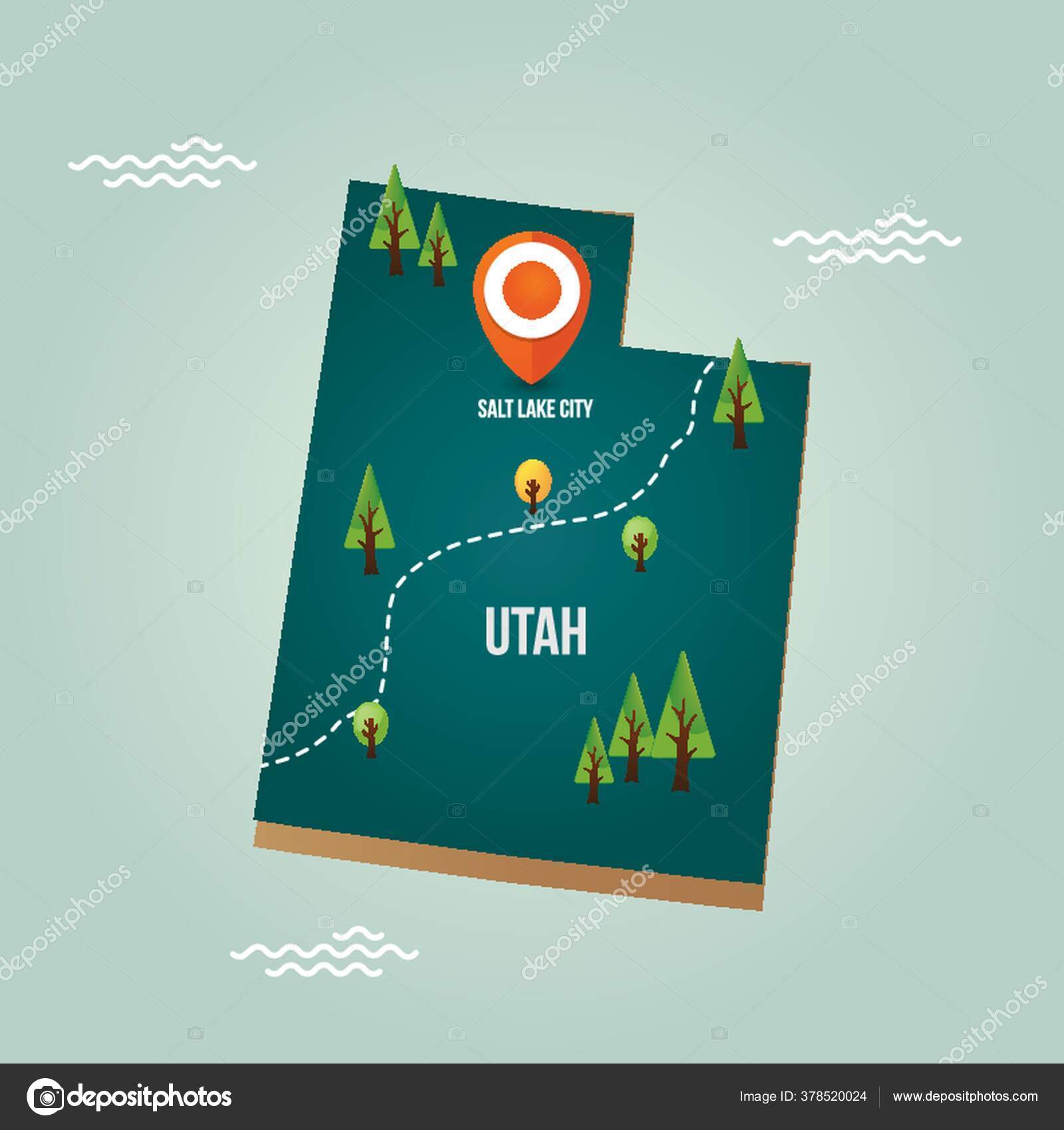 Carte L'utah Avec Capitale Vecteur par ©captainvector 378520024