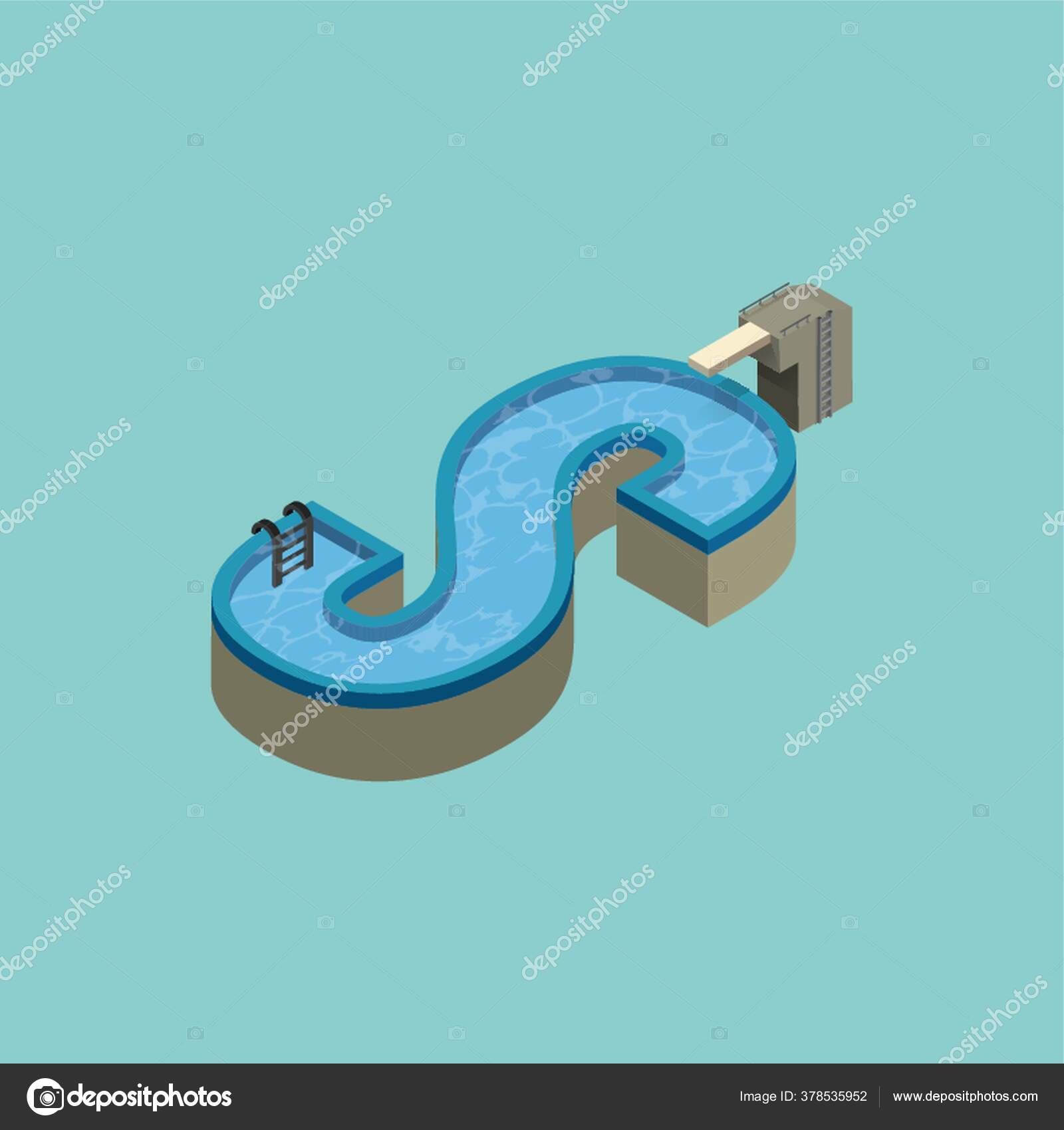 Isometric Swimming Pool Design Alphabet Stock Vector by ©captainvector ...