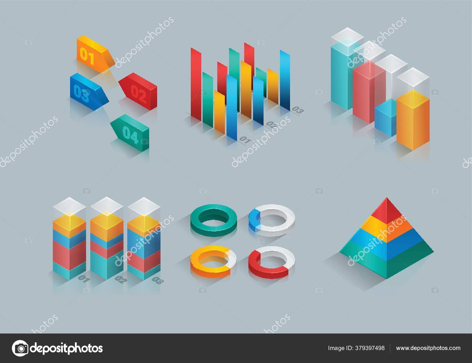 Collection Three Dimensional Graphs Charts Stock Vector Image by ...