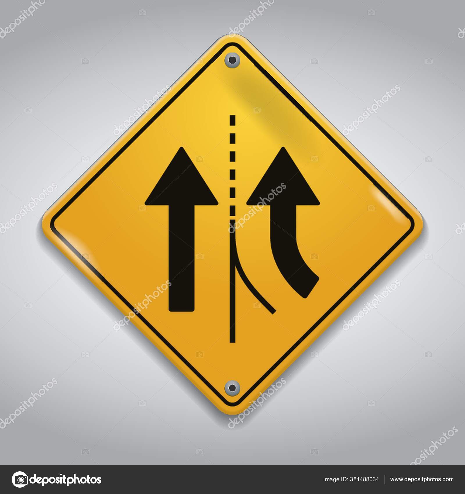 Added Right Lane Road Sign Stock Vector Image by ©captainvector #381488034