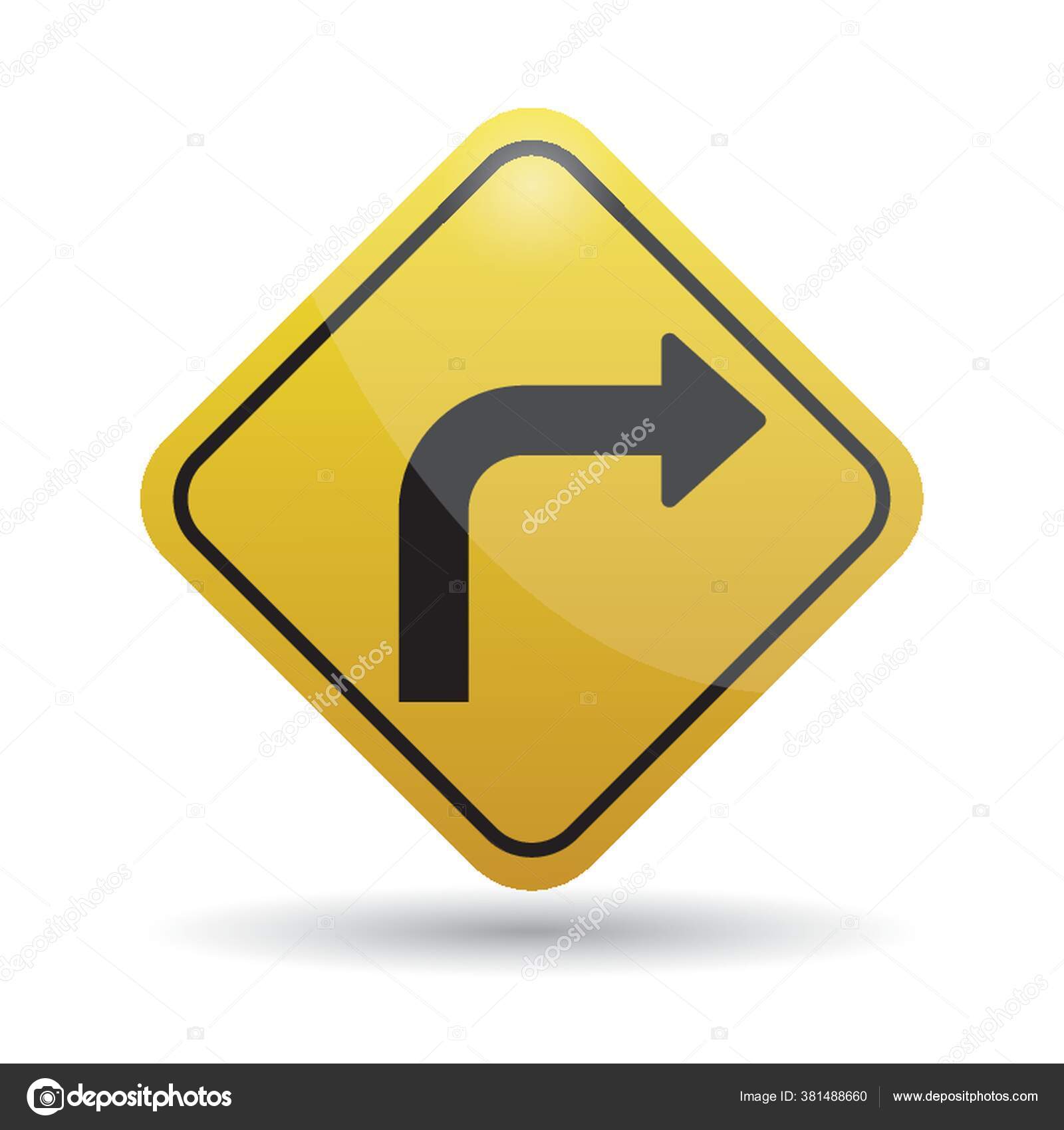 Right Turn Warning Sign — Stock Vector © captainvector #381488660