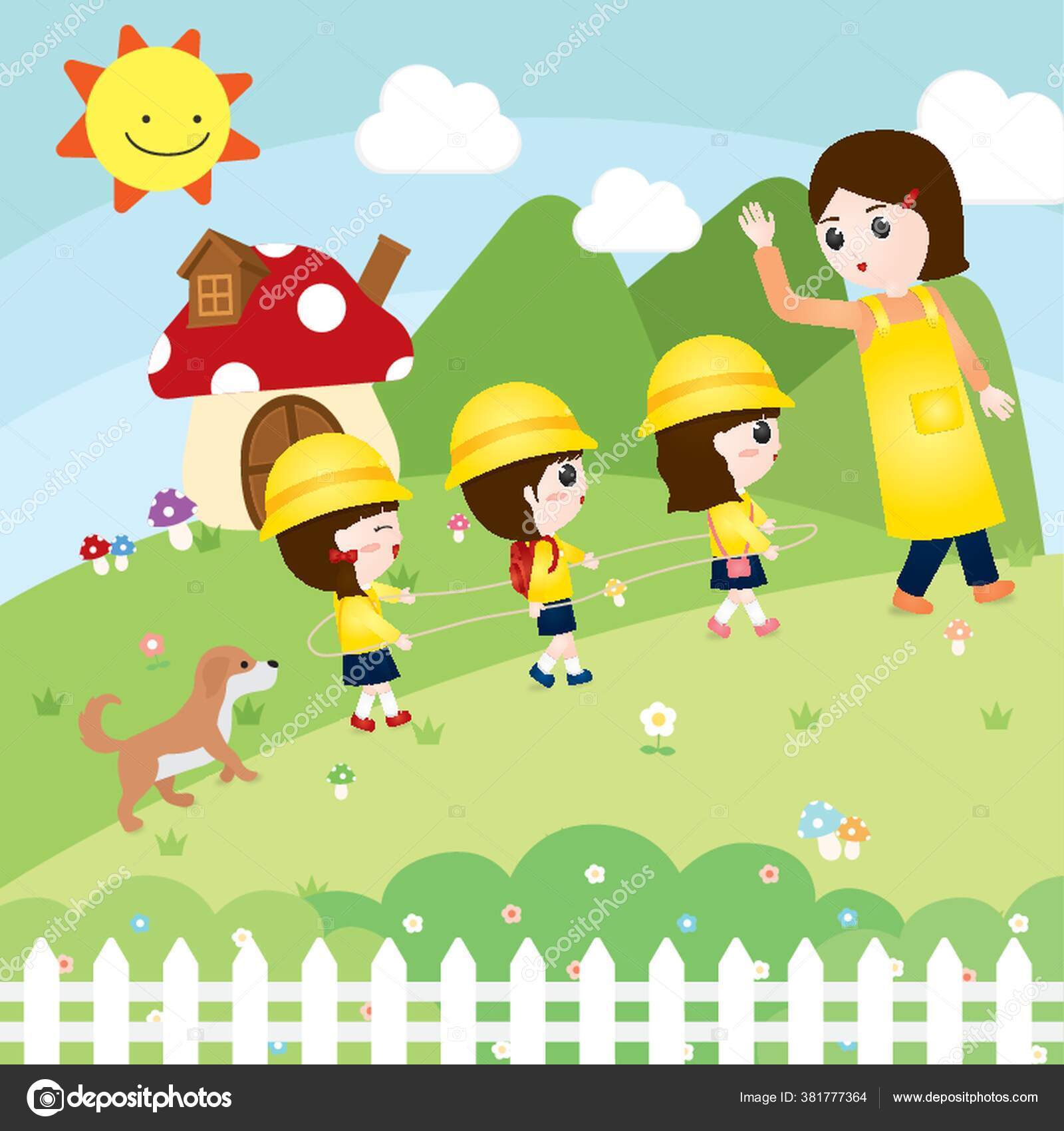 Niños Siguiendo Guía Del Maestro Vector de stock por ©captainvector ...