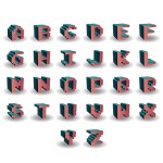 Isometric Alphabet Style Pixel Art Pink Red Light Blue Background Stock ...