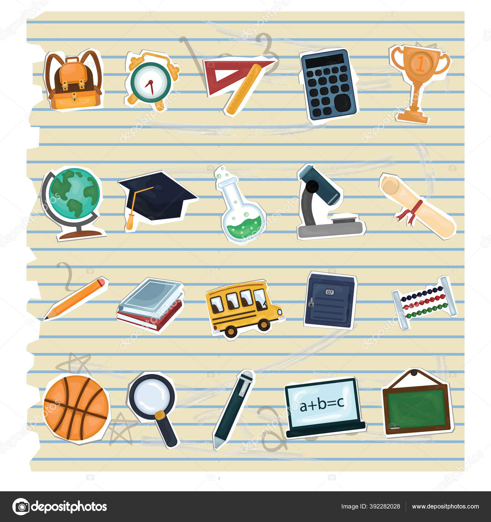 School Education Icons Set Vector Illustration Stock Vector Image by ...