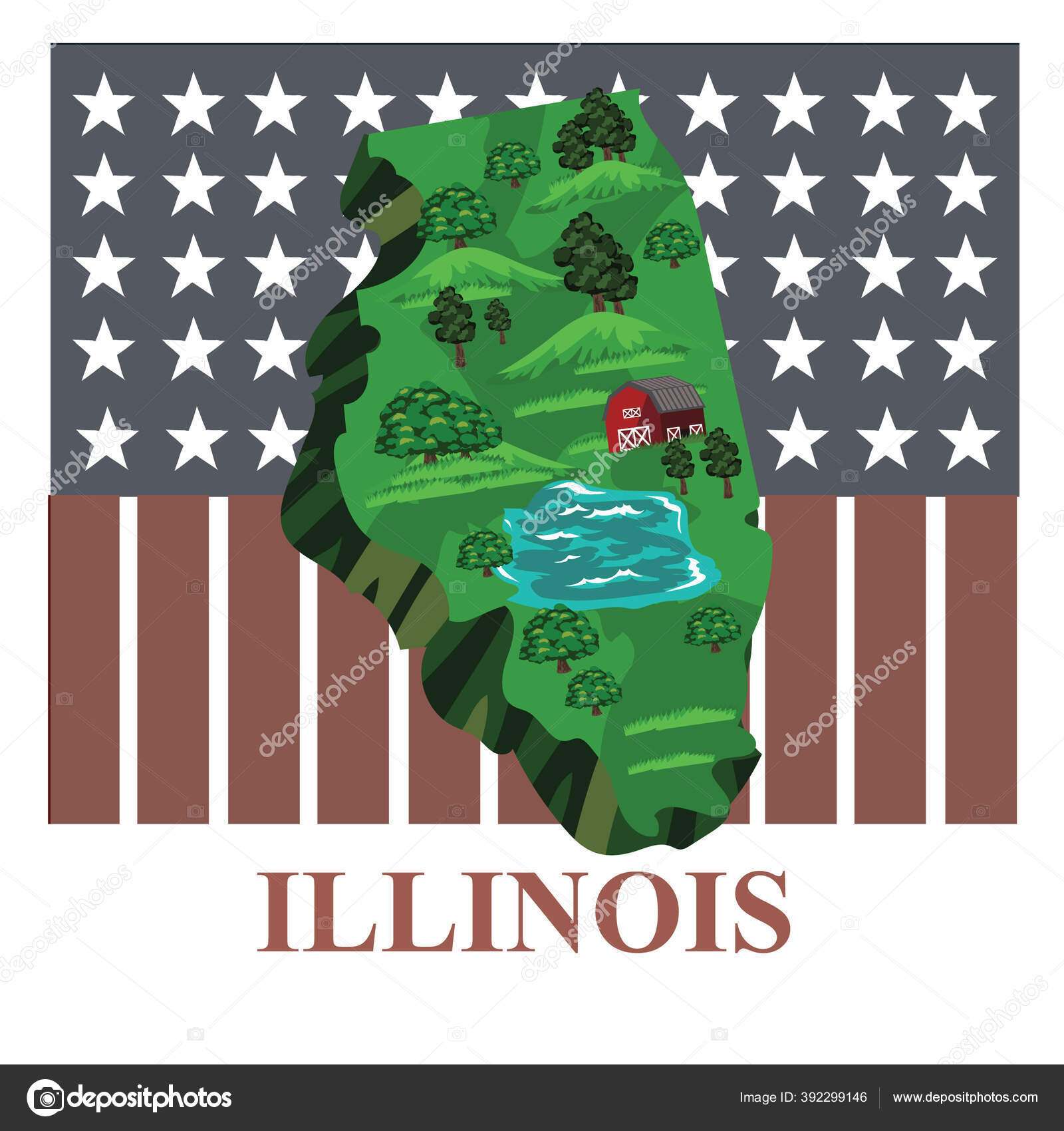 Illinois State Map Vector Illustration Stock Vector by ©captainvector ...