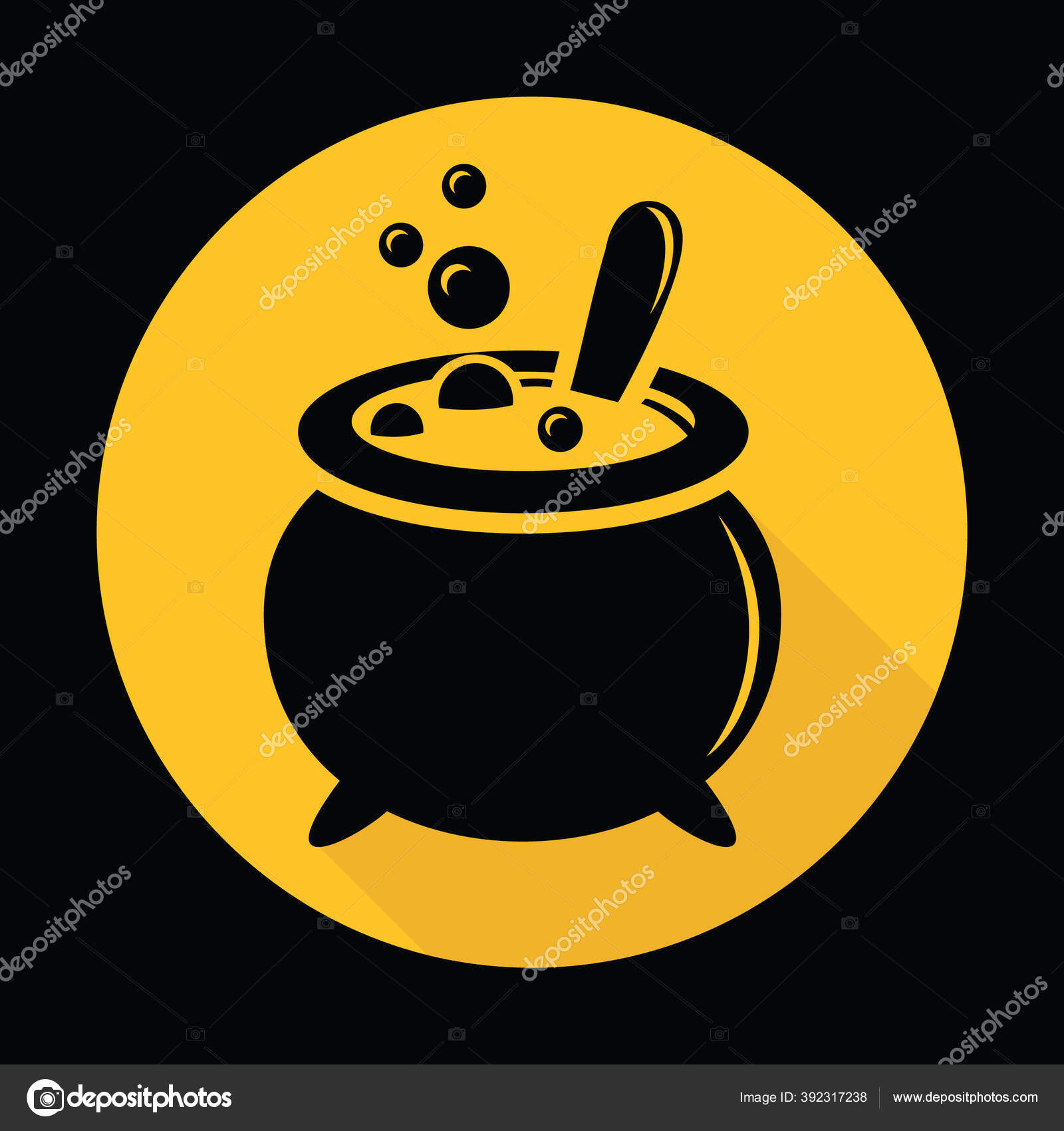 Caldero Bruja Diseño Vector Ilustración Vector de stock #392317238 de ...