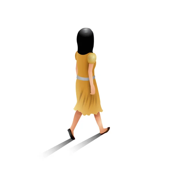 Cartoon Girl Walking Away