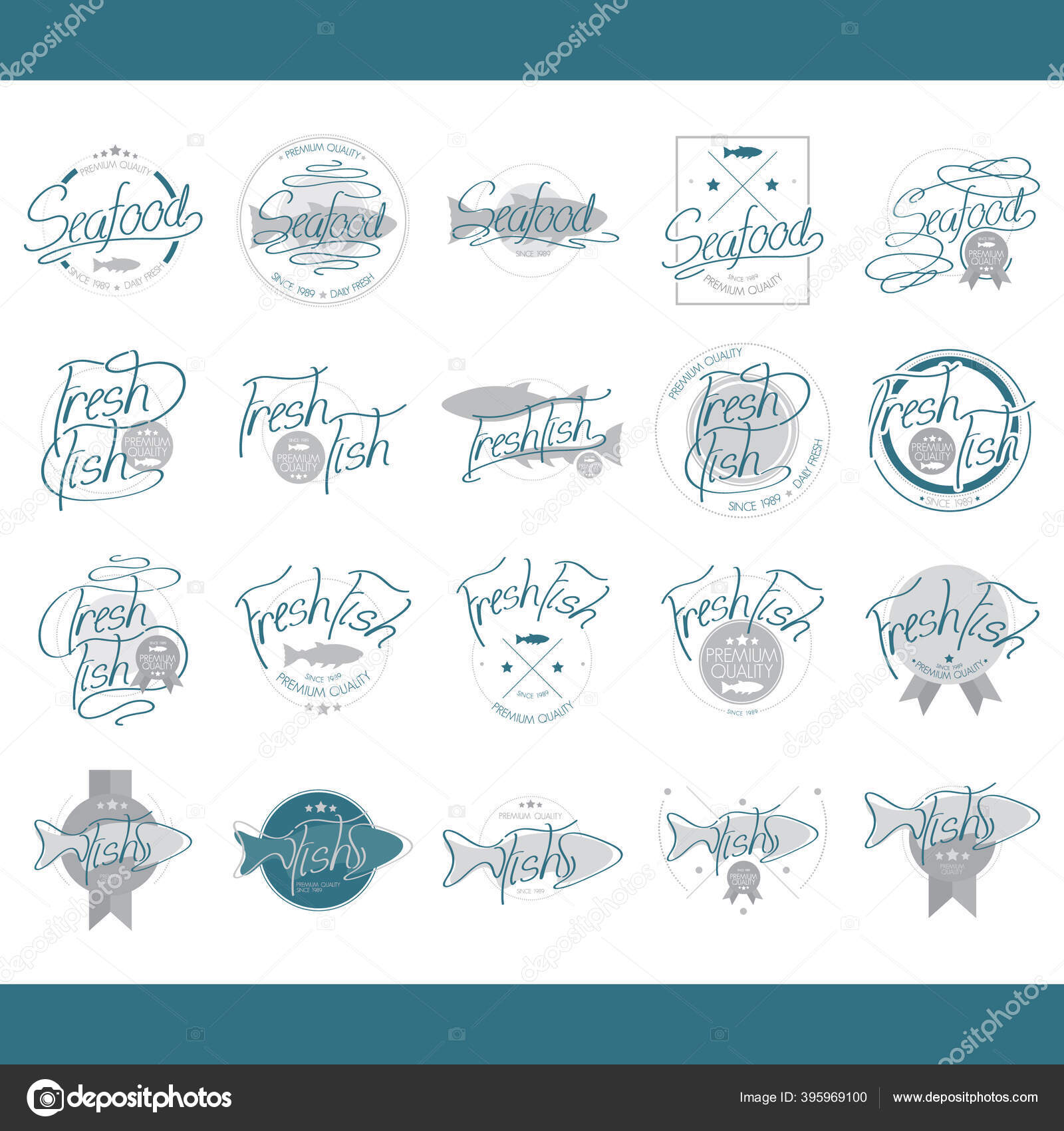 Set Vector Illustrations Food Seafood Stock Vector Image by ...