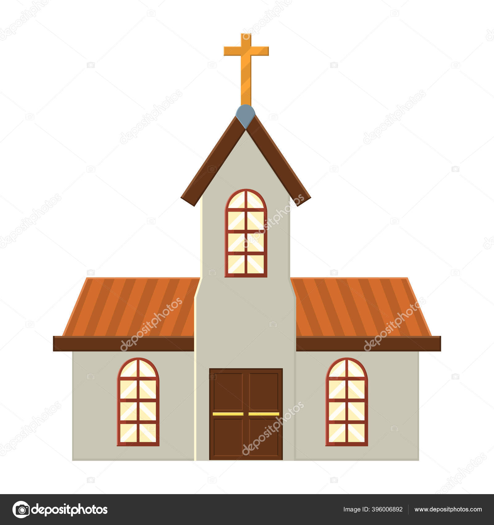 Church Icon Cartoon Style Isolated White Background Religion Symbol ...