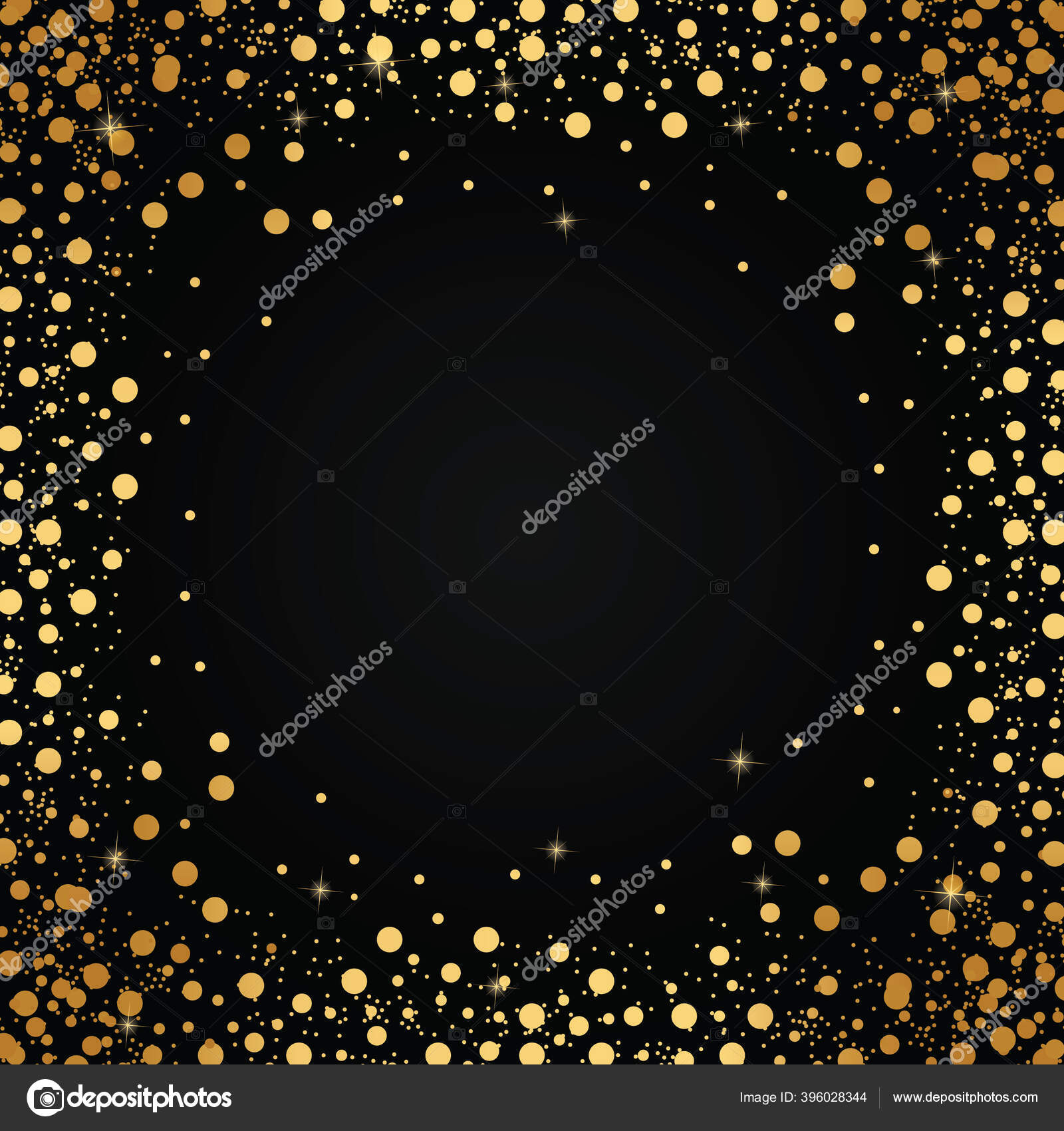 Gold Glitter Frame Black Background Vector Illustration Stock Vector ...