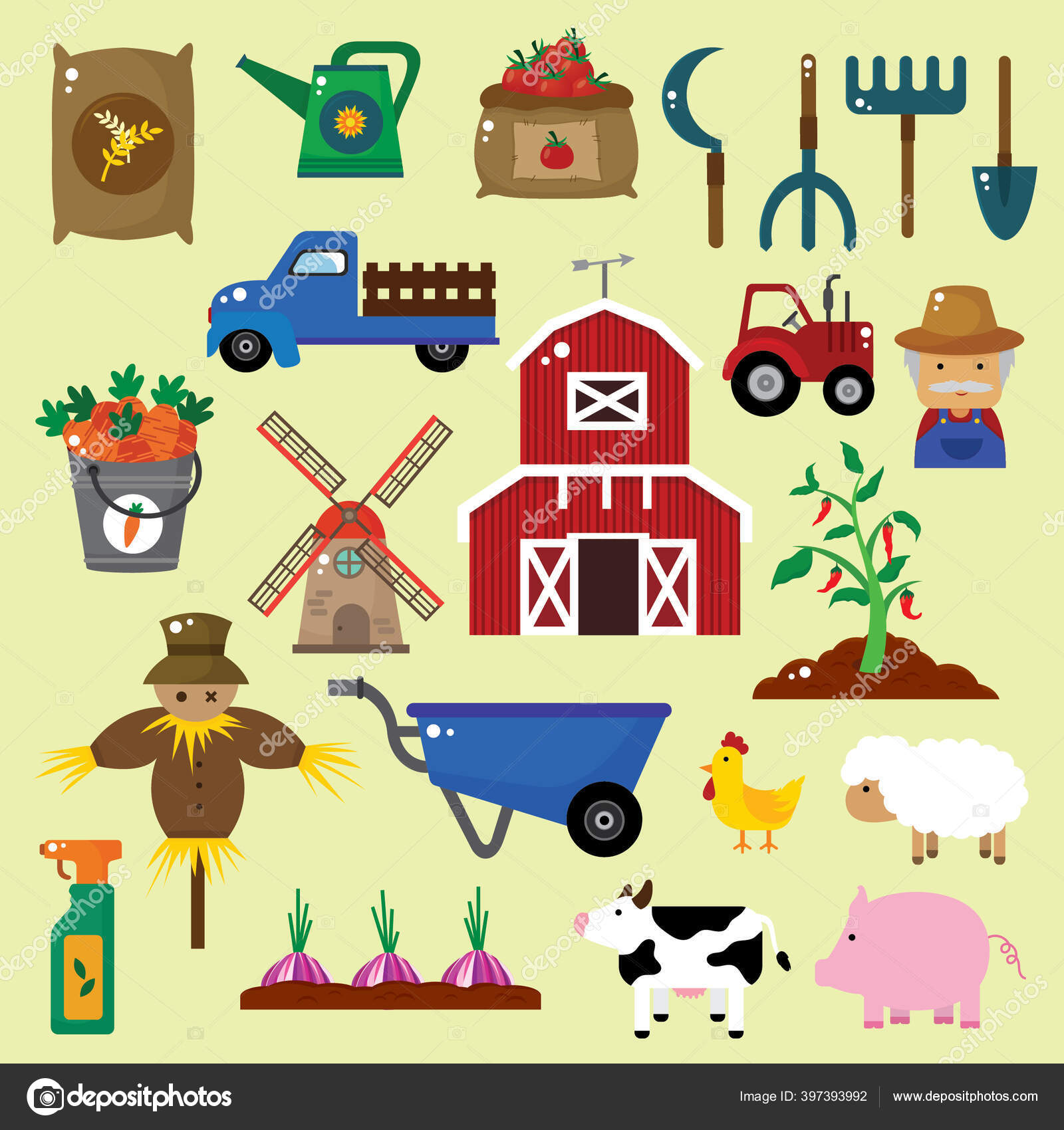 Agriculture Farm Vector Illustration Stock Vector by ©captainvector ...