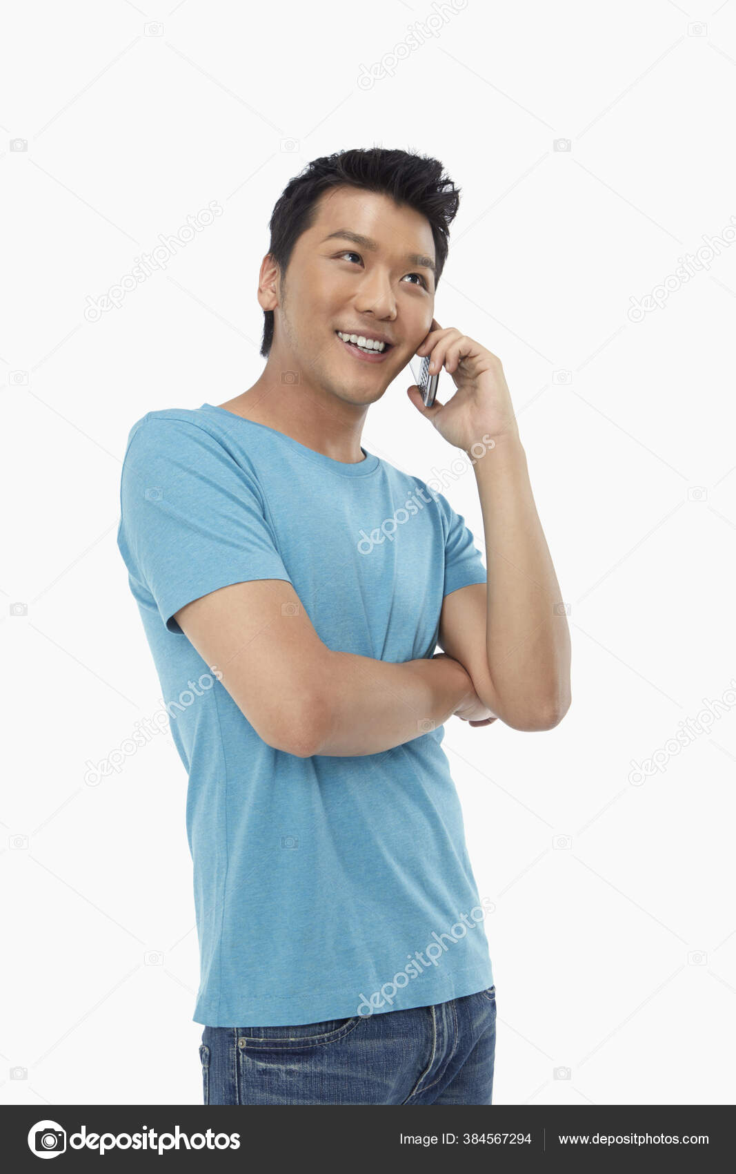 Man Smiling Talking Phone — Stock Photo © image_hit #384567294