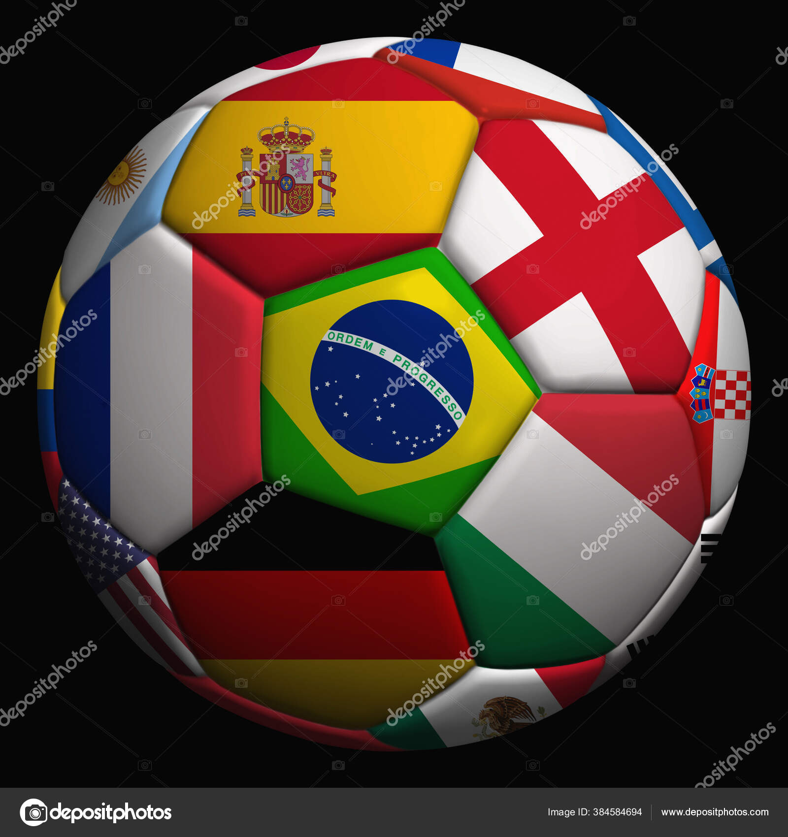 Banderas Una Pelota Fútbol — Foto de stock © image_hit #384584694
