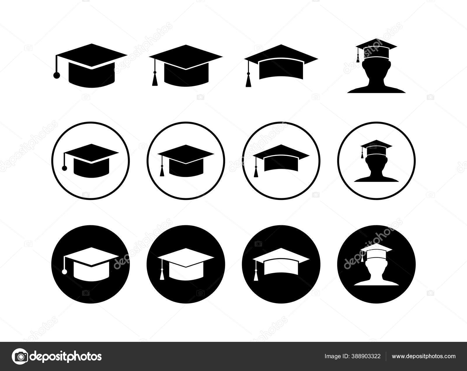 Set Graduation Cap Icon Education Icons Vector Graduate Students Stock ...