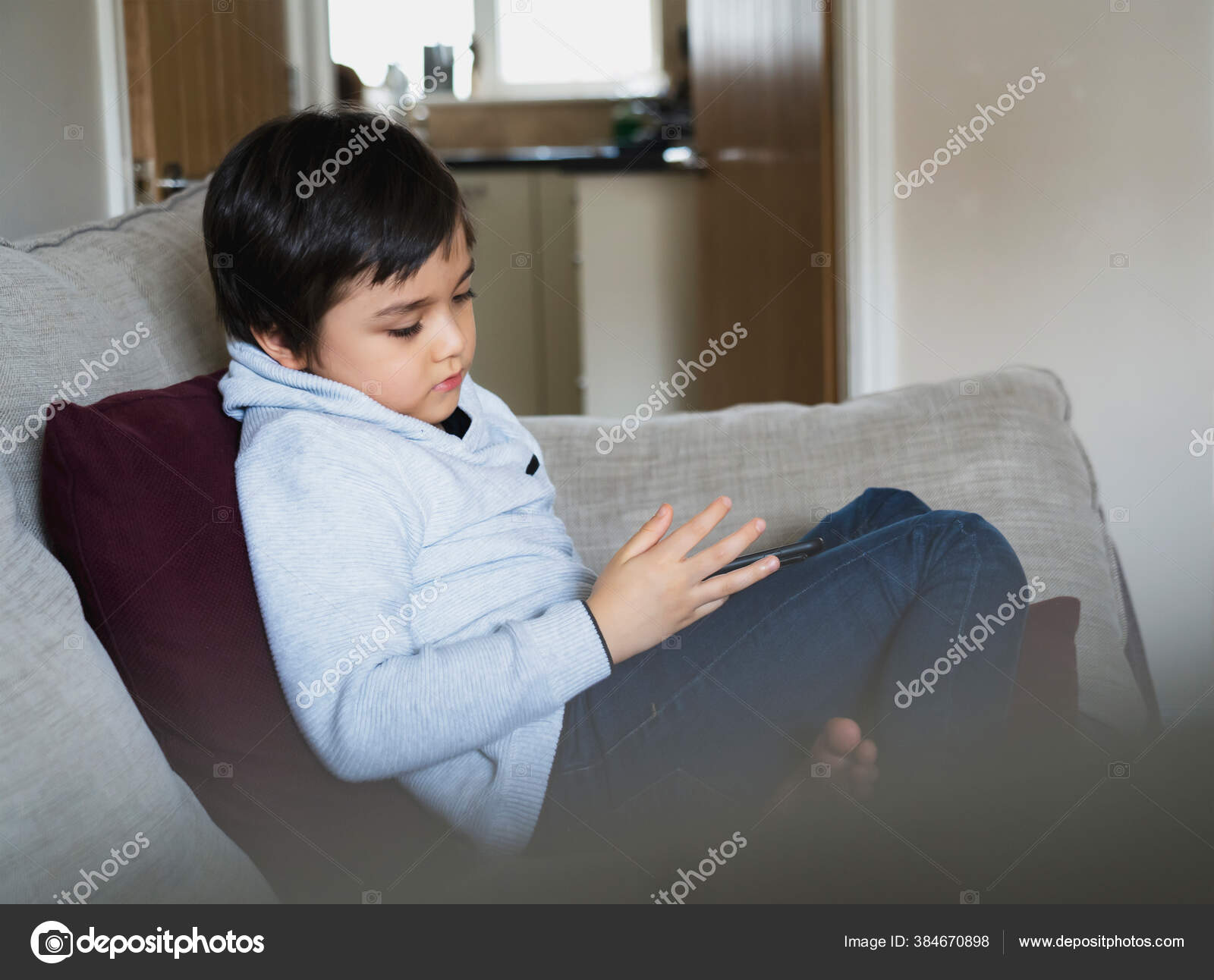 Cartoon Kid Playing Alone