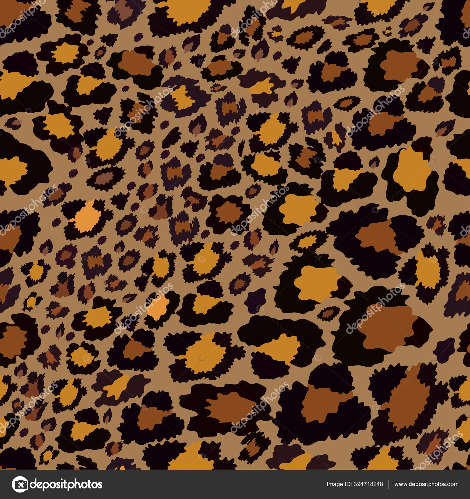 Vector Seamless Pattern Leopard Skin Brown Background Wild Animals ...