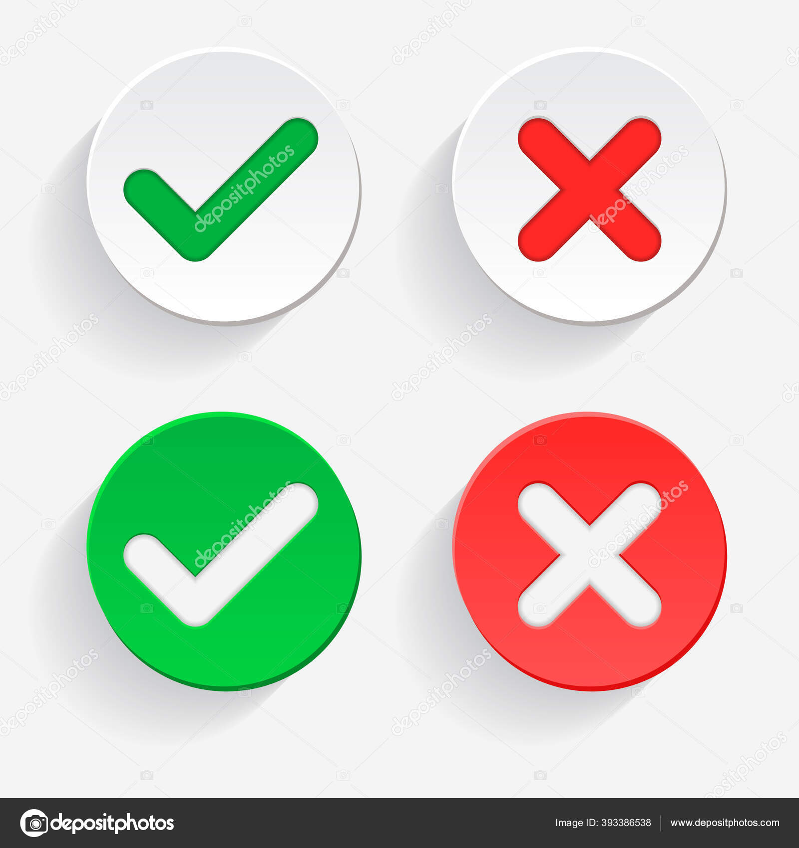 0001 Checkmark Green Tick Red Cross Approved Reject Circle Symbols ...