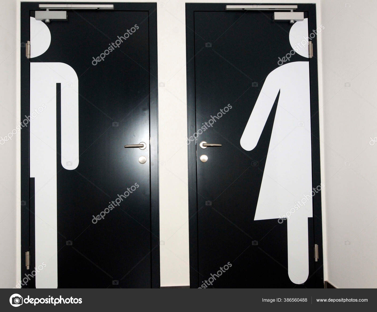 Two Black Doors Pictogram Man Woman Partnership Being Together Symbol ...