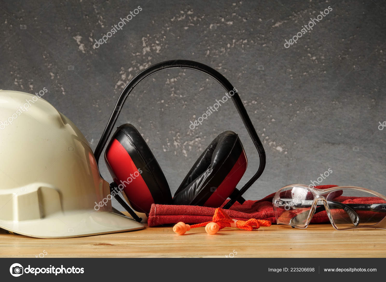 Safety Personal Protective Equipment Ppe Rustic Black Background Stock ...