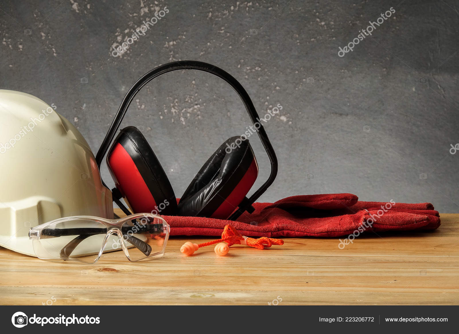 Safety Personal Protective Equipment Ppe Rustic Black Background Stock ...