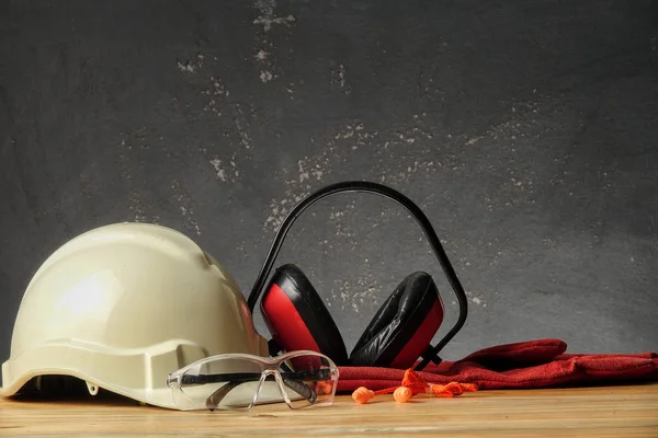 Safety Personal Protective Equipment Ppe Rustic Black Background Stock ...