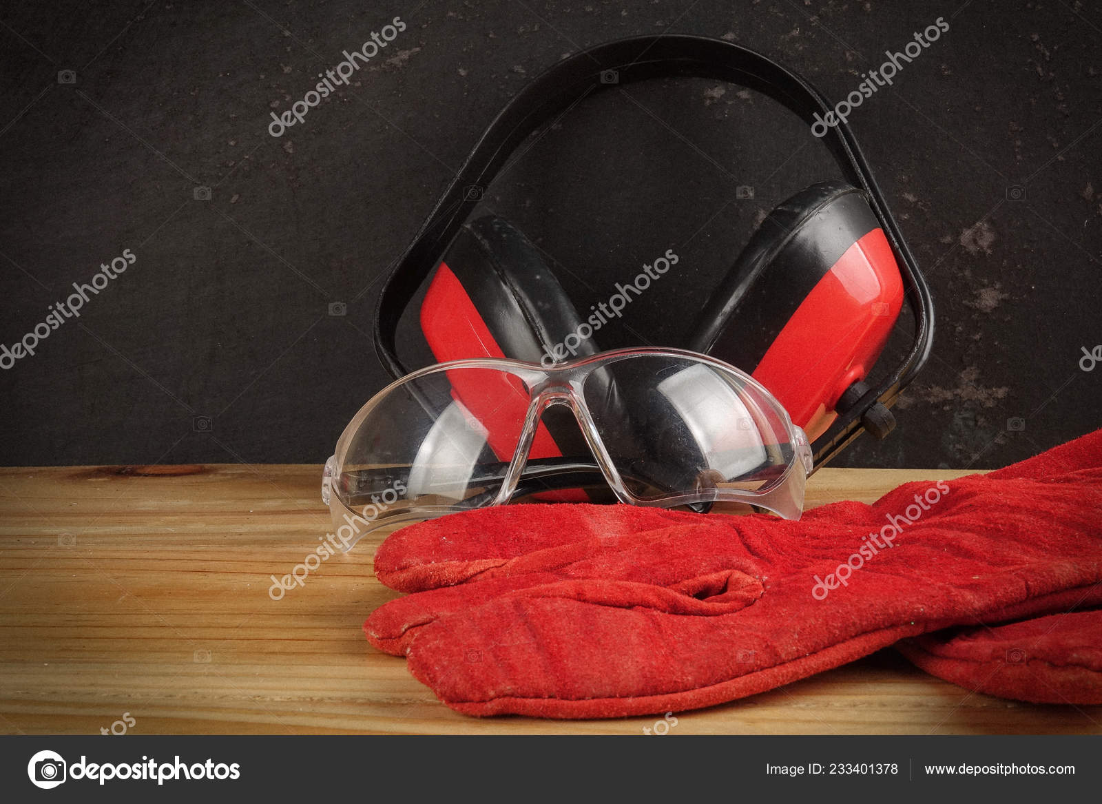 Safety Personal Protective Equipment Ppe Rustic Black Background ...