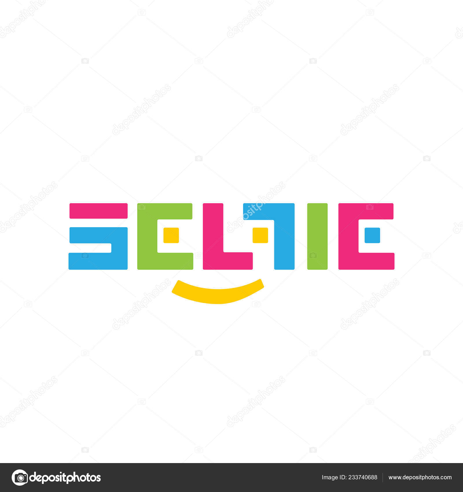 Stylized color vector logo SELFI on a white background. Beautiful and ...