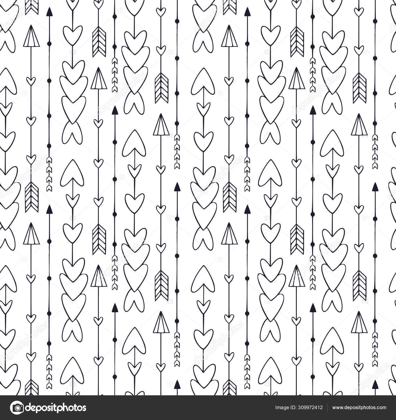 Seamless Pattern Arrows Modern Ethnic Print Black White Arrows Background Stock Vector by ©m-ion ...
